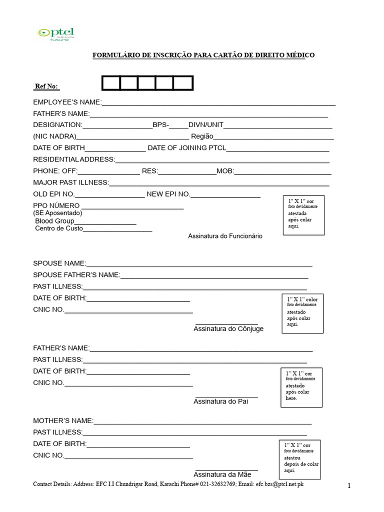 Formulário de Cartão Médico | PDF