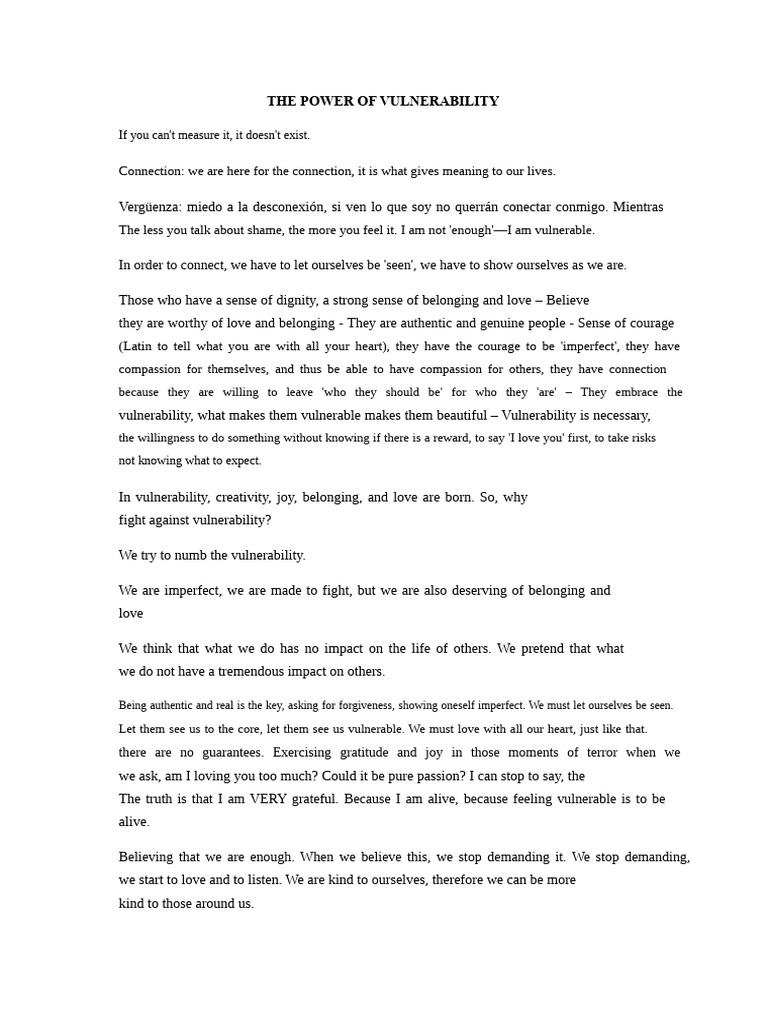 Embracing Vulnerability for Connection | PDF