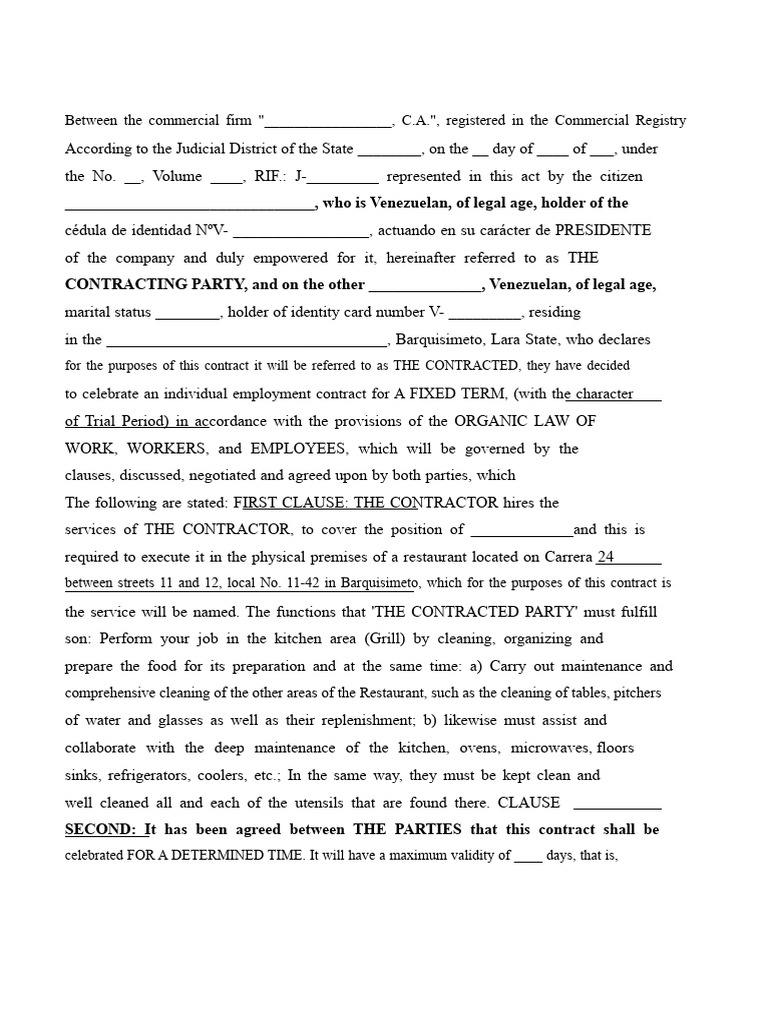 Employment Contract Model (Probationary Period) | PDF | Employment | Salary