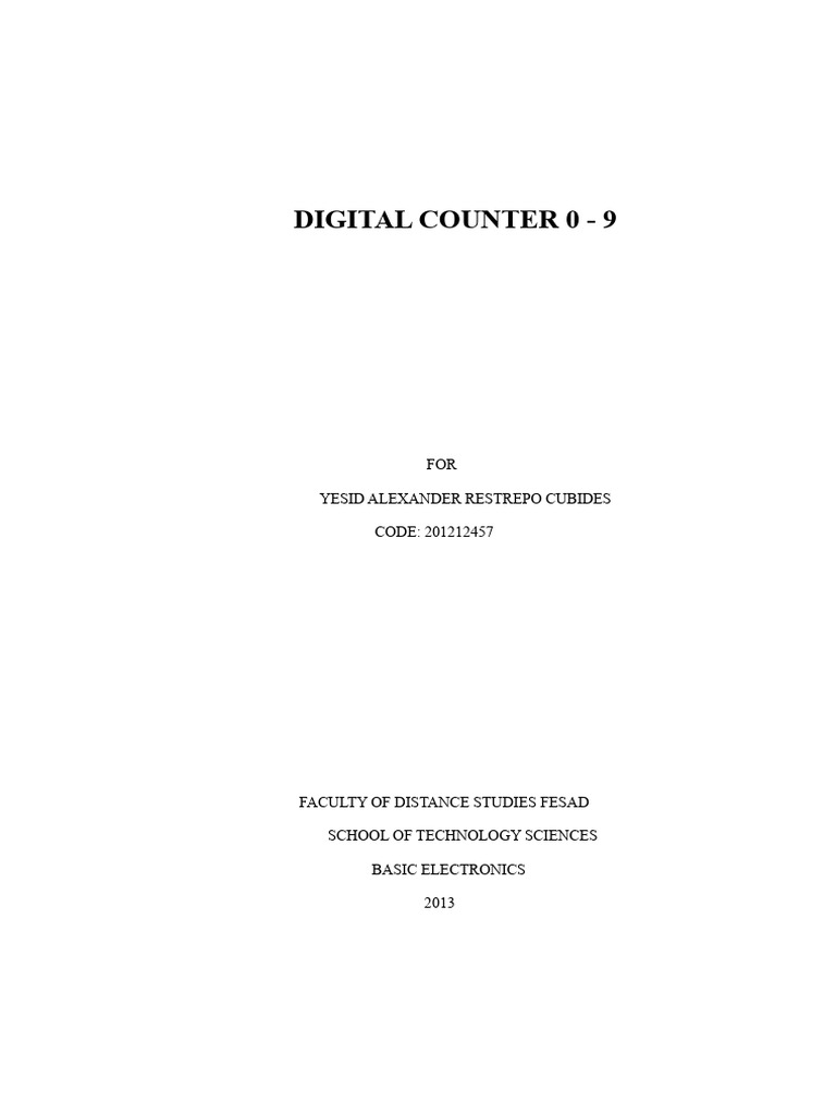 Digital Counter 0 9 Project | PDF | Electricity | Computer Engineering