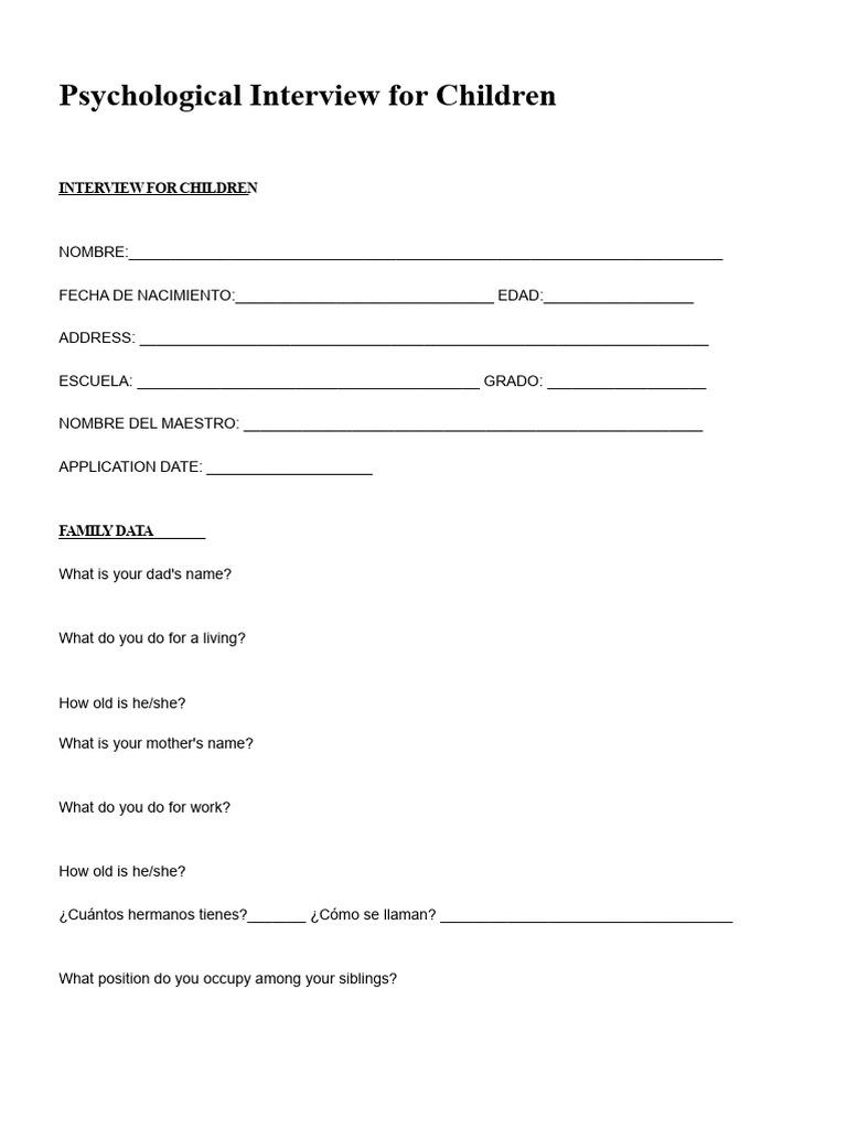 Psychological Interview For Children | PDF | Liberal Arts Education | Interpersonal Relationships