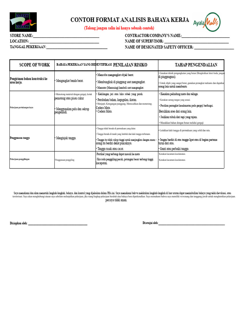 Contoh Format JHA | PDF