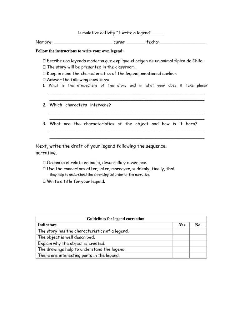 Cumulative Activity Write A Legend | PDF