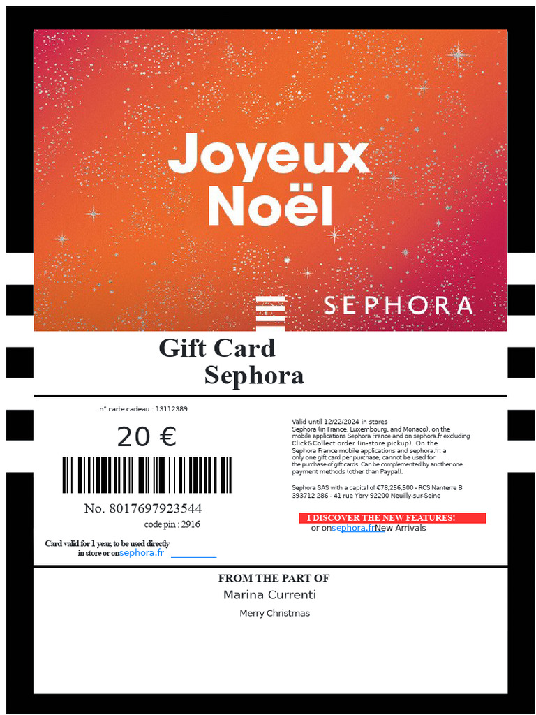 Sephora Gift Card | PDF