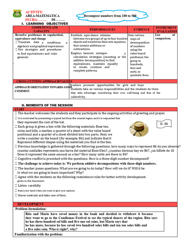 SESSION - MAT - Decompose Numbers From 100 To 500 | PDF | Mathematics