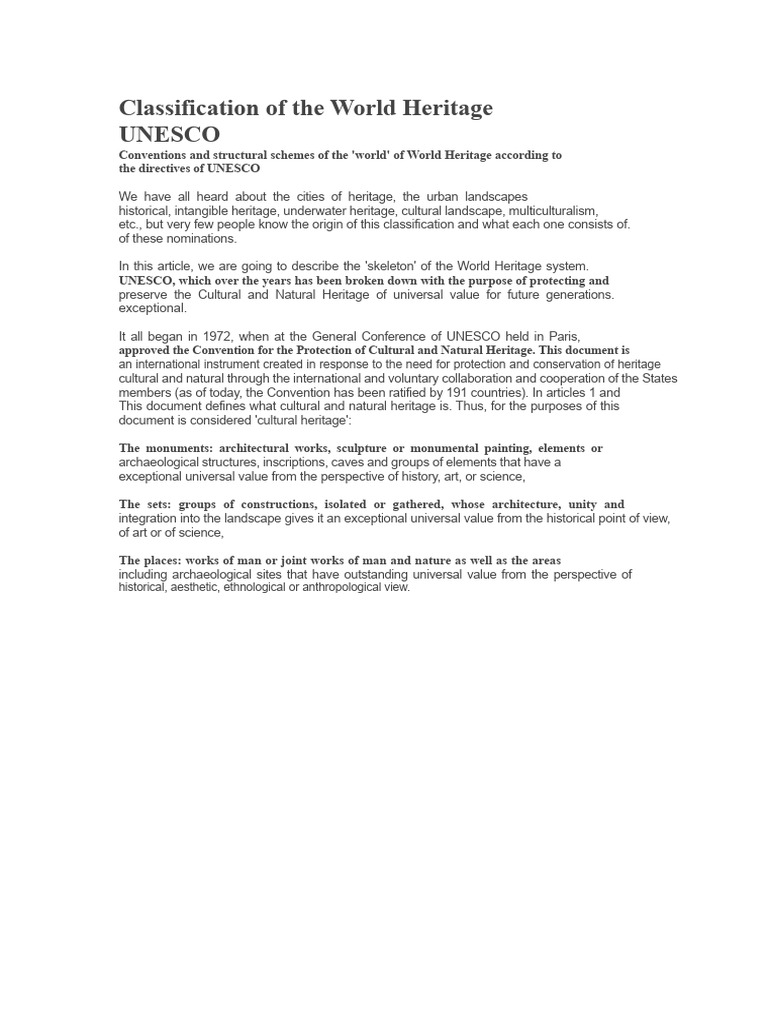 Understanding Heritage Classification | PDF | Cultural Heritage | World ...