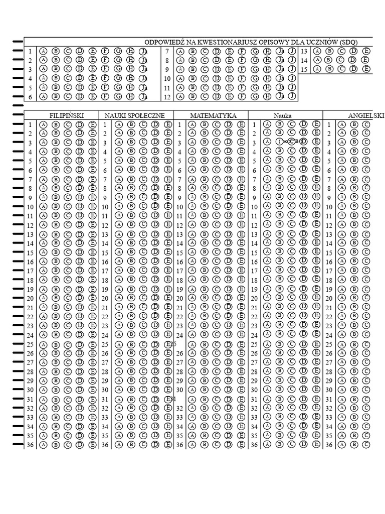 Arkusz Odpowiedzi Nat | PDF