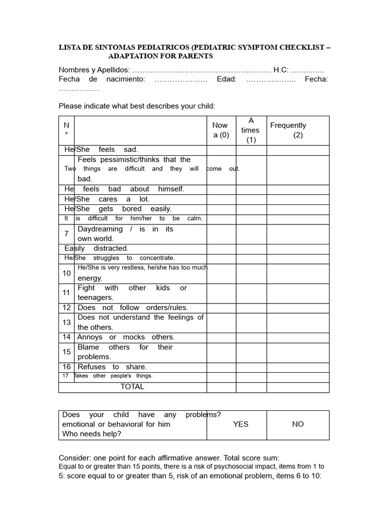 List of Pediatric Symptoms | PDF