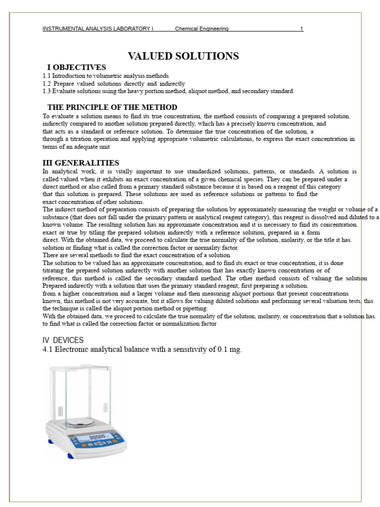 Valued Solutions in Volumetric Analysis | PDF | Titration | Chemistry