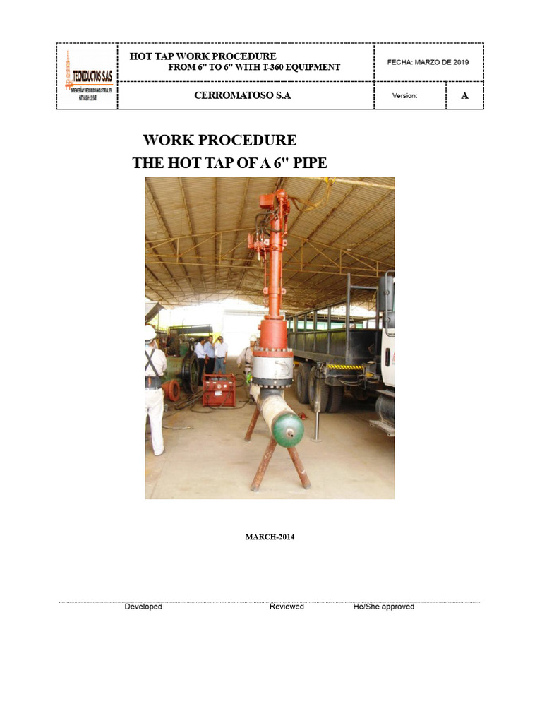 Hot Tap Procedure | PDF | Pipe (Fluid Conveyance) | Valve