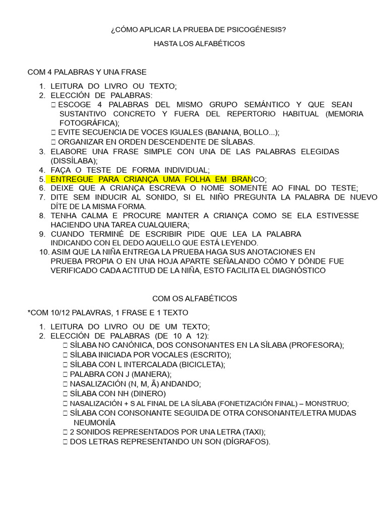 Guía para la Prueba de Psicogénesis | PDF | Sílaba | Escritura