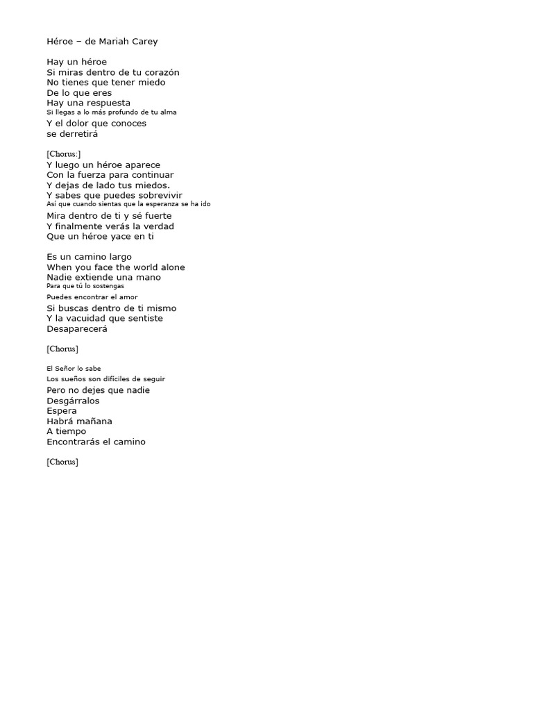Héroe: Letra y Análisis de Mariah Carey | PDF