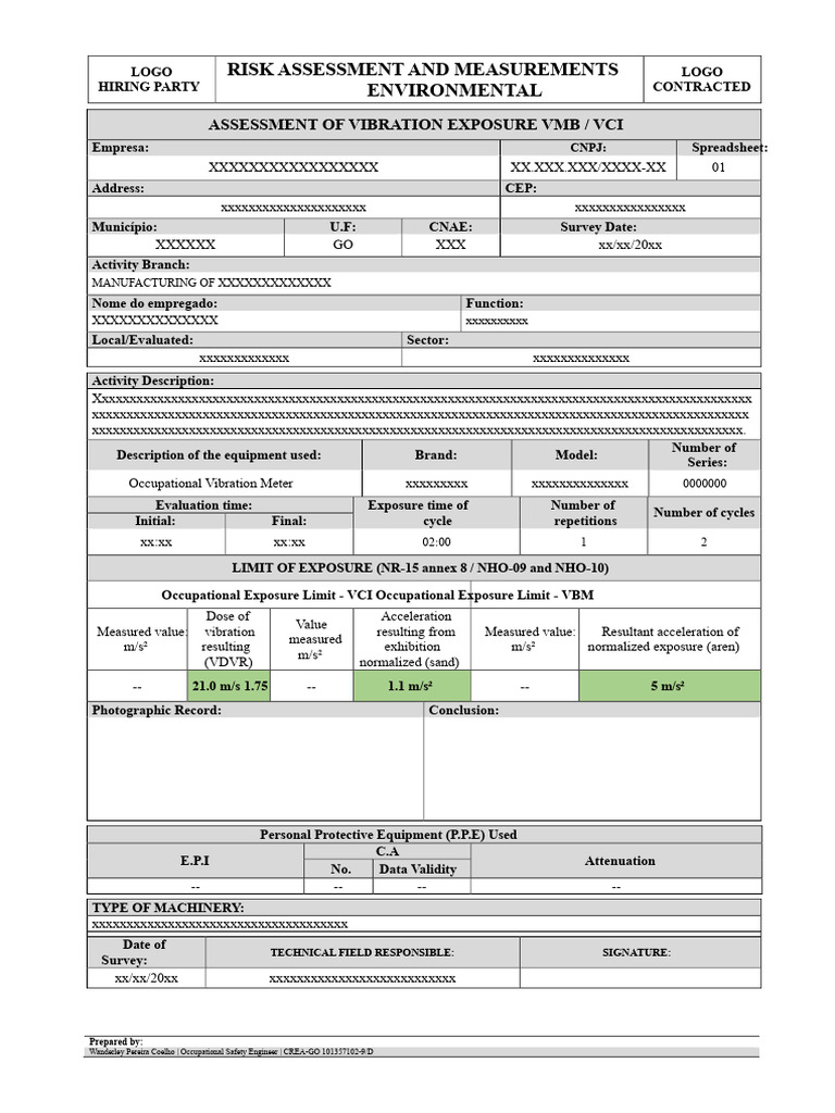 Vibration Exposure Risk Assessment Report | PDF | Workplace | Working ...