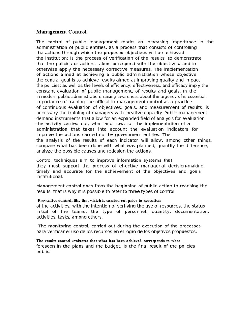 Management Control in Venezuela | PDF | Internal Control | Policy