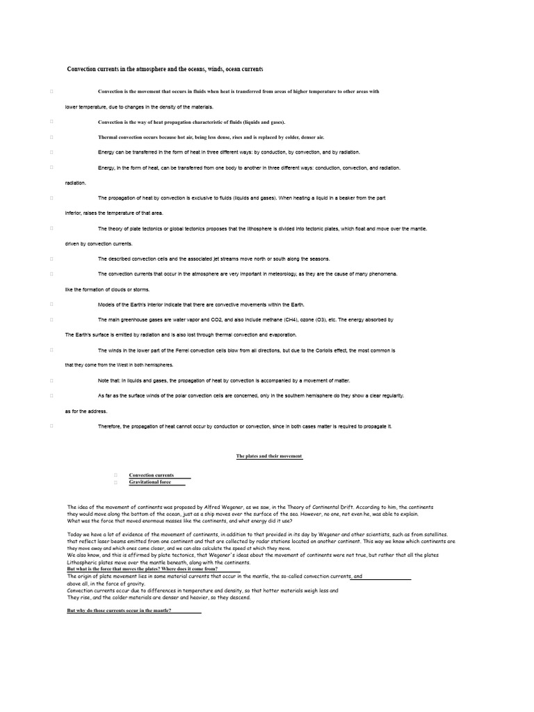 Convection Current in The Atmosphere and Oceans | PDF | Convection ...