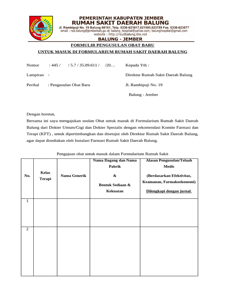 01.11.22 - Form Usulan Obat Baru KFT | PDF