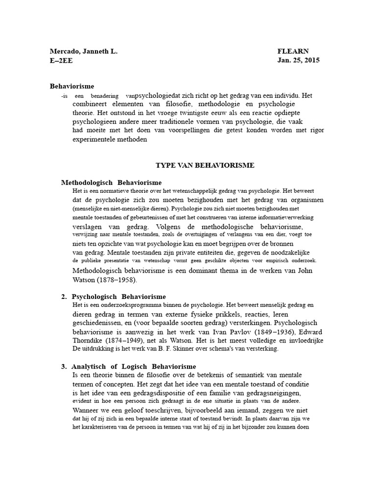 Soorten behaviorisme | PDF