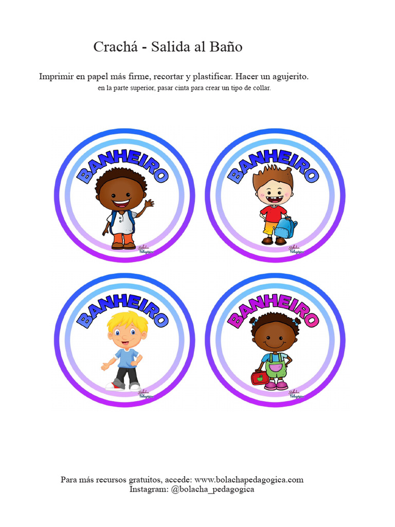 Credencial de Salida para Baño Galleta Pedagógica | PDF
