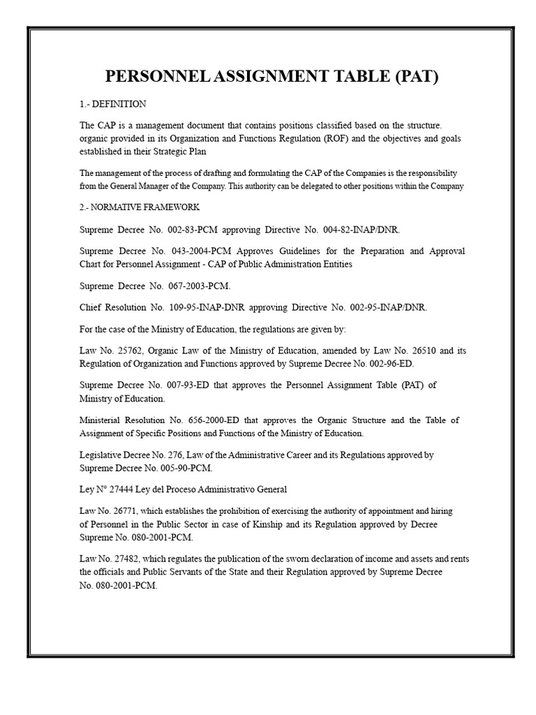 STAFF ASSIGNMENT CHART | PDF | Civil Service | Decree