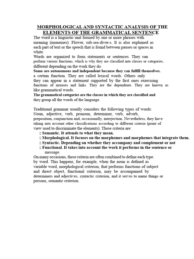 Grammatical Sentence Structure Analysis | PDF | Morphology (Linguistics ...