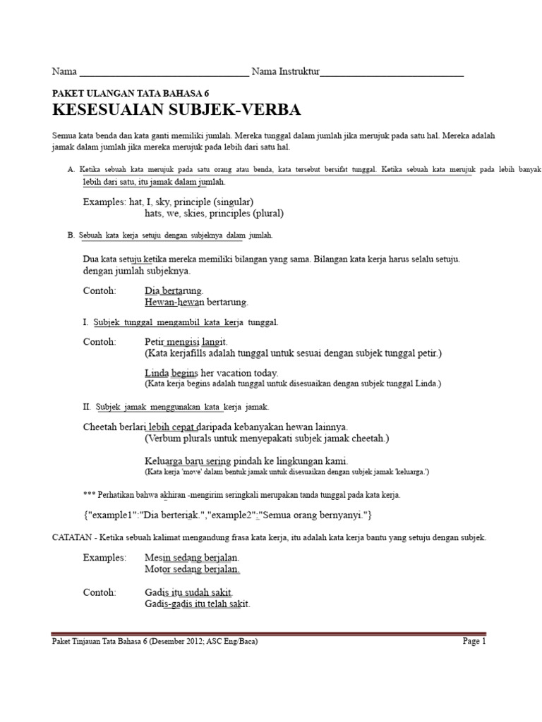 Kesepakatan Subjek-Verba dalam Bahasa Inggris | PDF