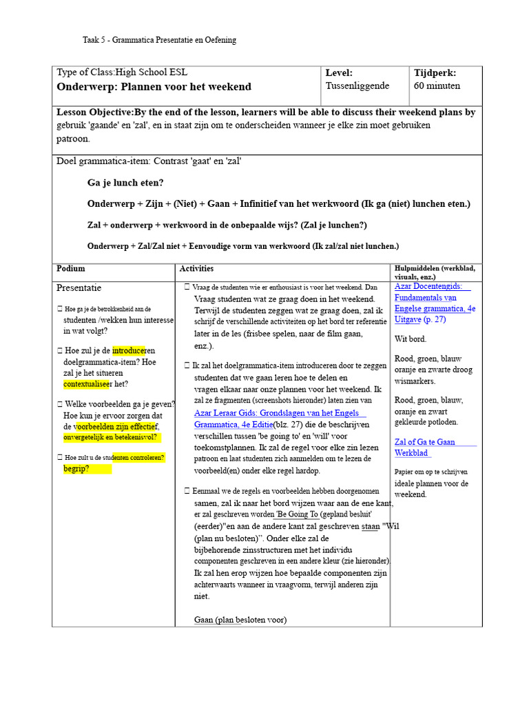 Plannen Voor Het Weekend | PDF