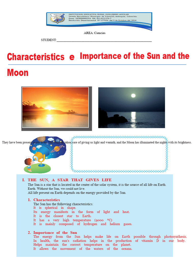 Characteristics and Importance of The Sun and The Moon For Second Grade ...