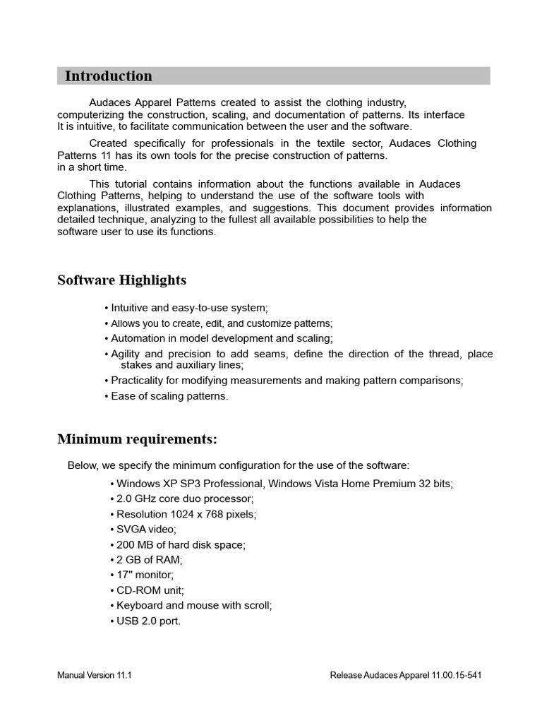 Digital Manual - Audaces Clothing Patterns Vs11 | PDF | Seam (Sewing ...
