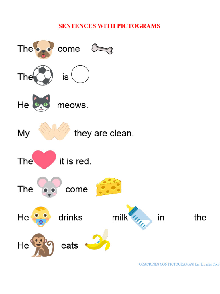 Sentences With Pictograms | PDF