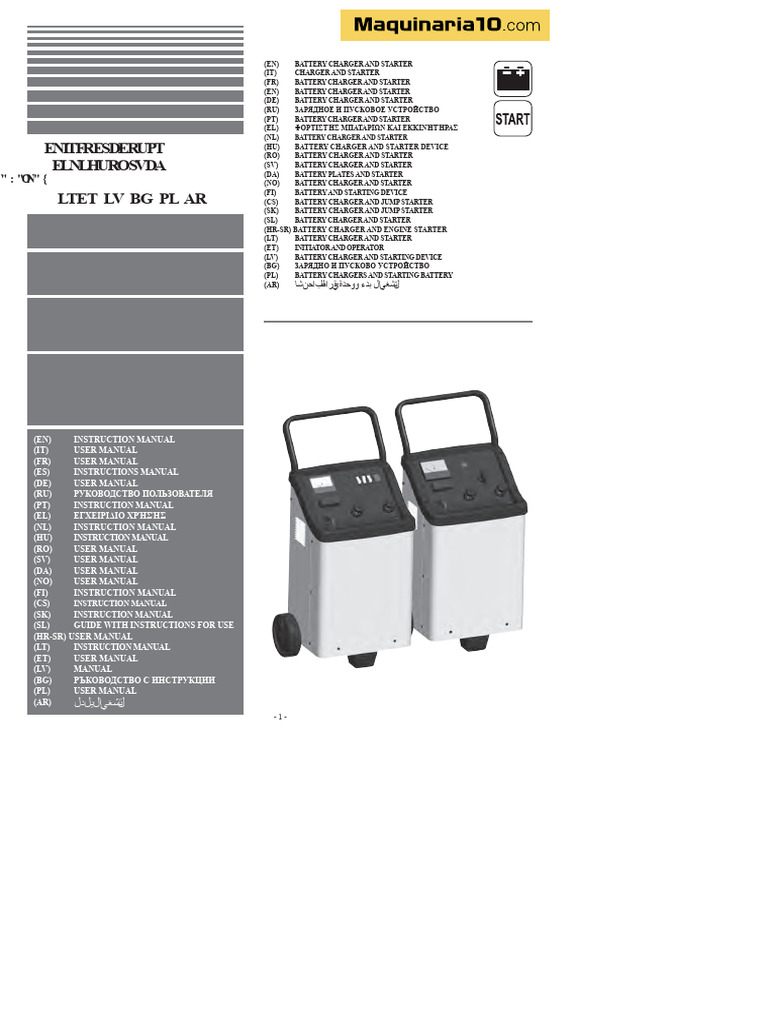 telwin-manual-charger-starter-battery-sprinter-start | PDF | Battery ...