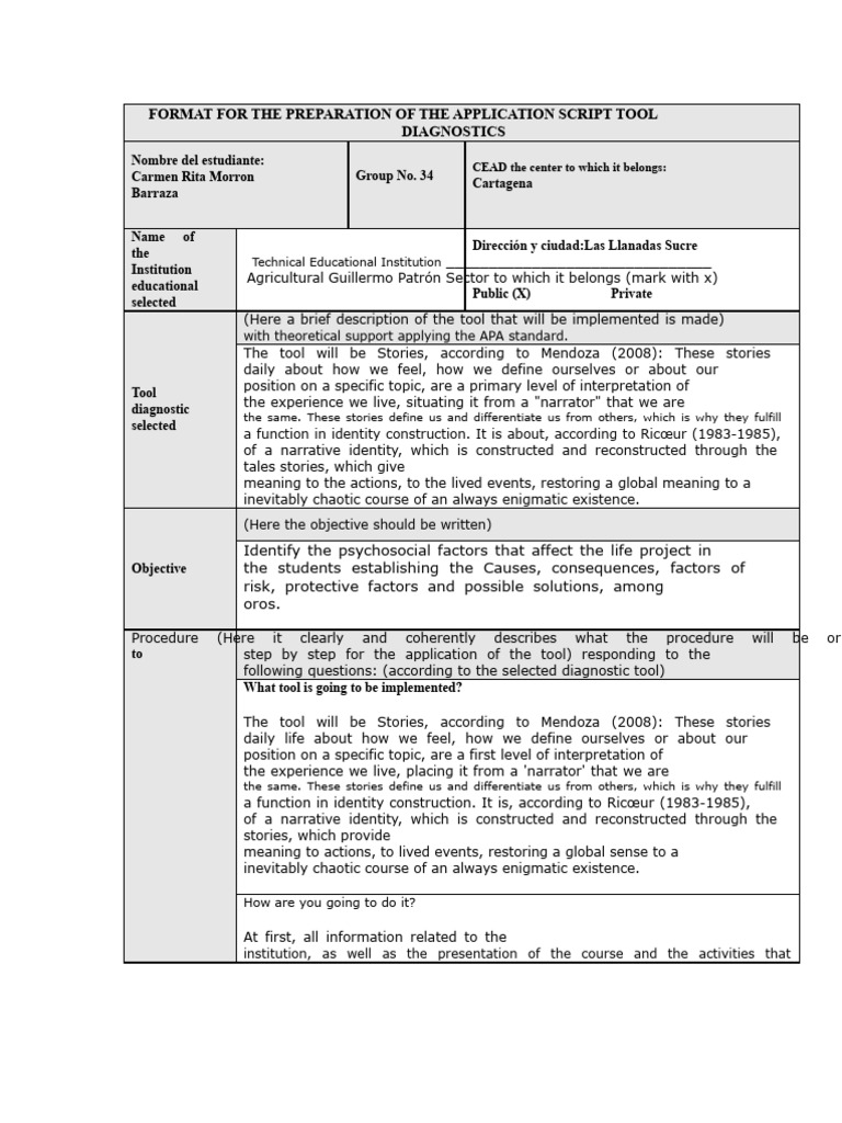 4 Format For The Preparation of The Script For Application Diagnostic ...