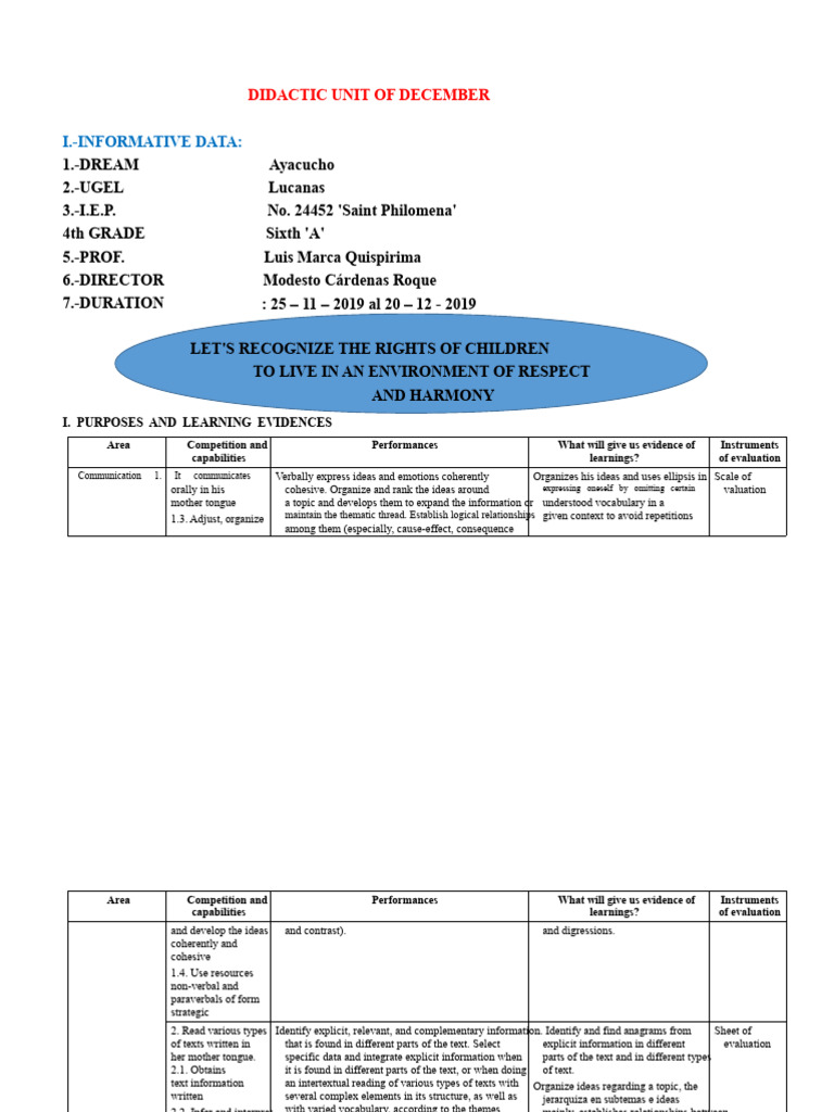 Didactic Unit for the Month of December | PDF | Numbers | Decimal