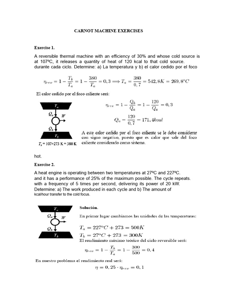 CARNOT MACHINE EXERCISES | PDF
