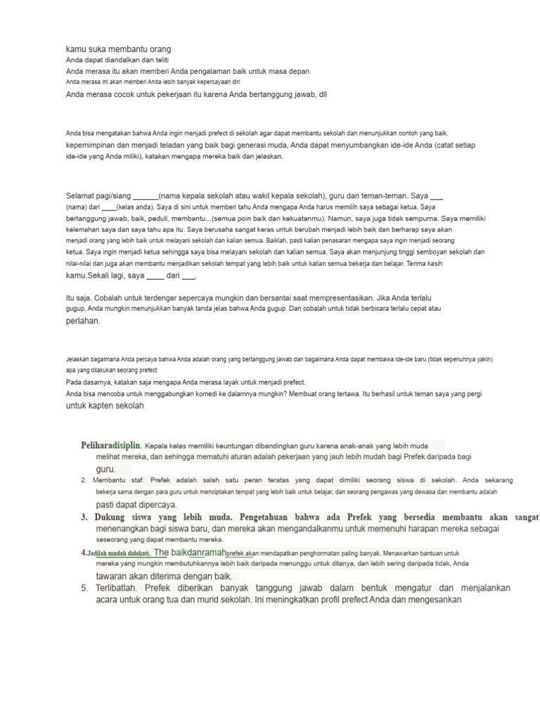Mengapa Saya Ingin Menjadi Prefek | PDF