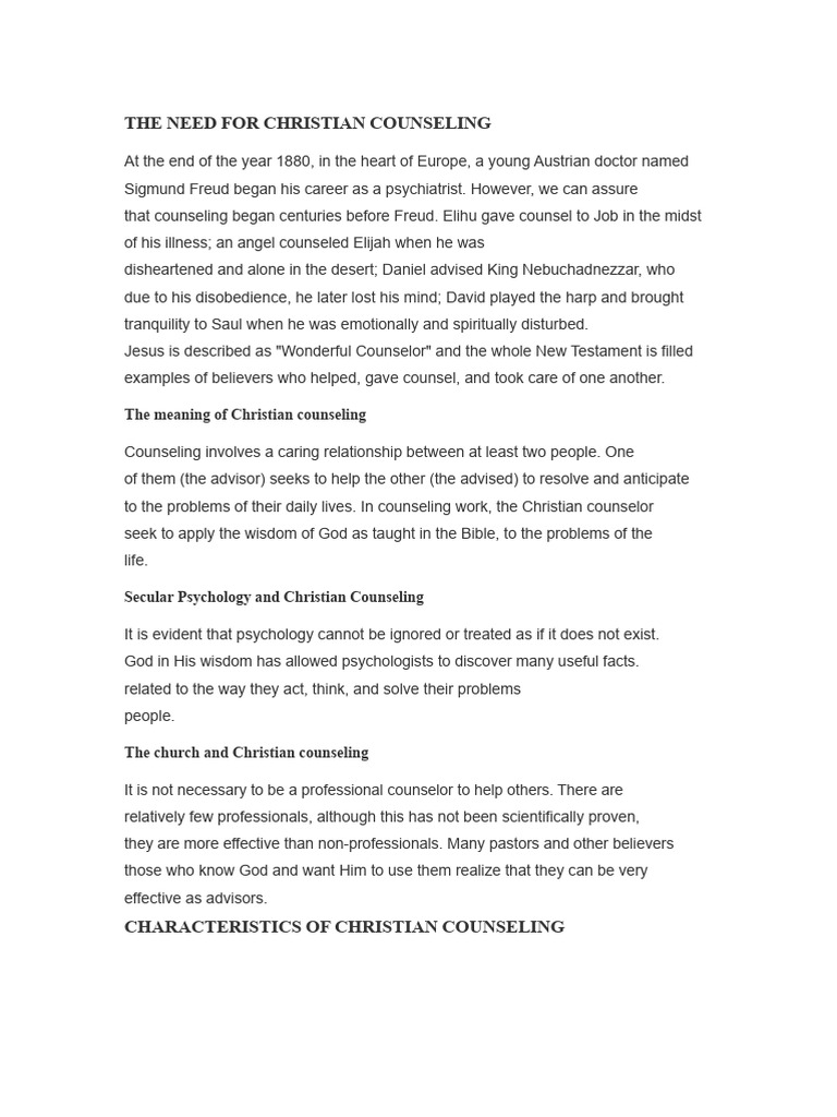 The Need For Christian Counseling | PDF | Christian Counseling | Bible