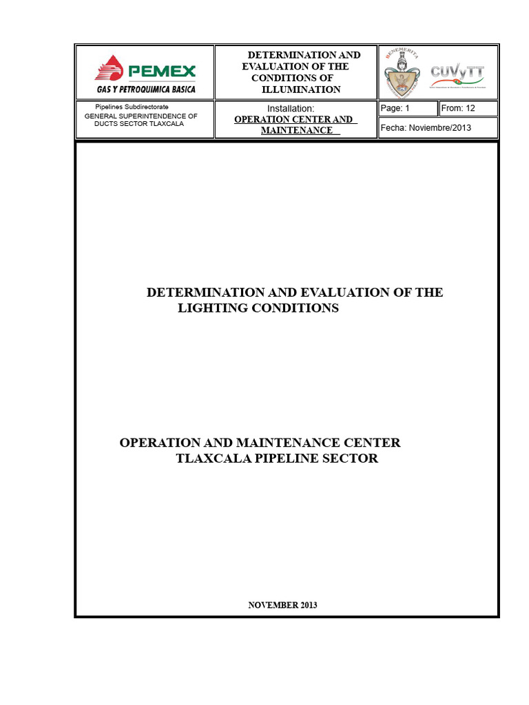 Lighting Conditions Evaluation Report | PDF | Lighting