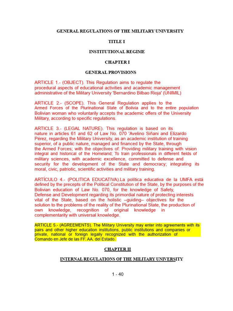 Military University Regulations Overview | PDF | Academic Degree ...
