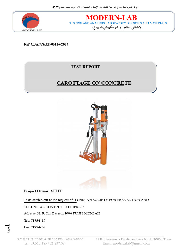 Core Drilling Test Report | PDF | Concrete | Materials