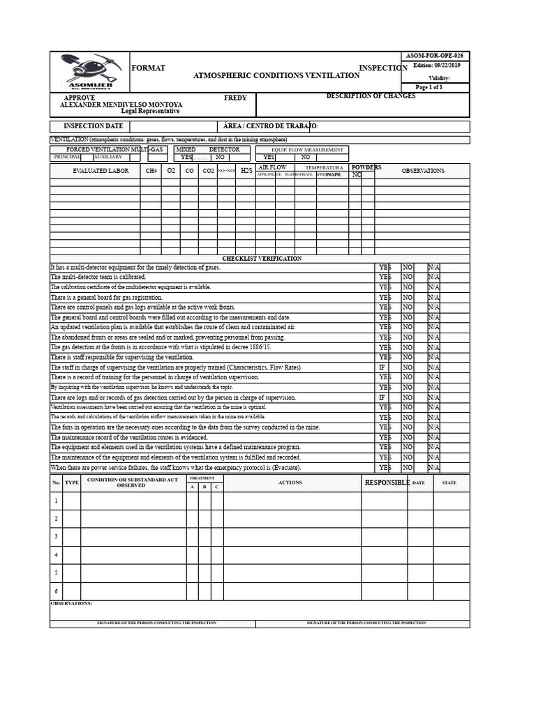 Inspection Format Atmospheric Conditions Ventilation | PDF ...