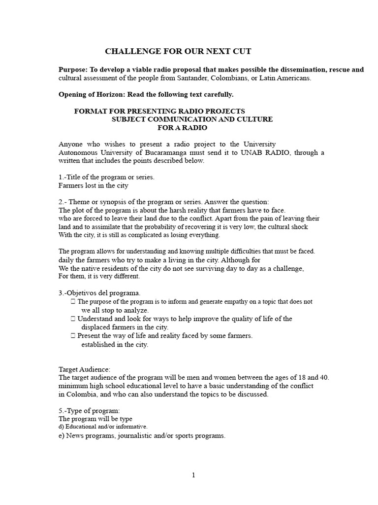 RADIO PROPOSAL FORMAT | PDF | Human Communication | Communication