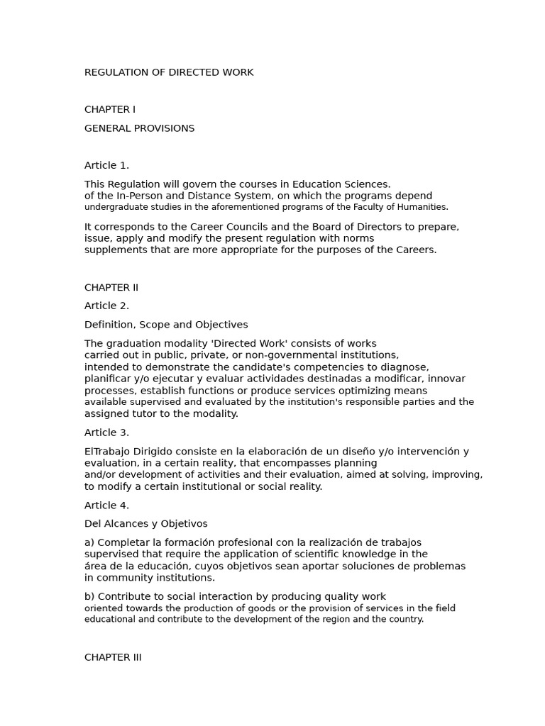 Regulation of Directed Work in Education | PDF | Evaluation | Curriculum