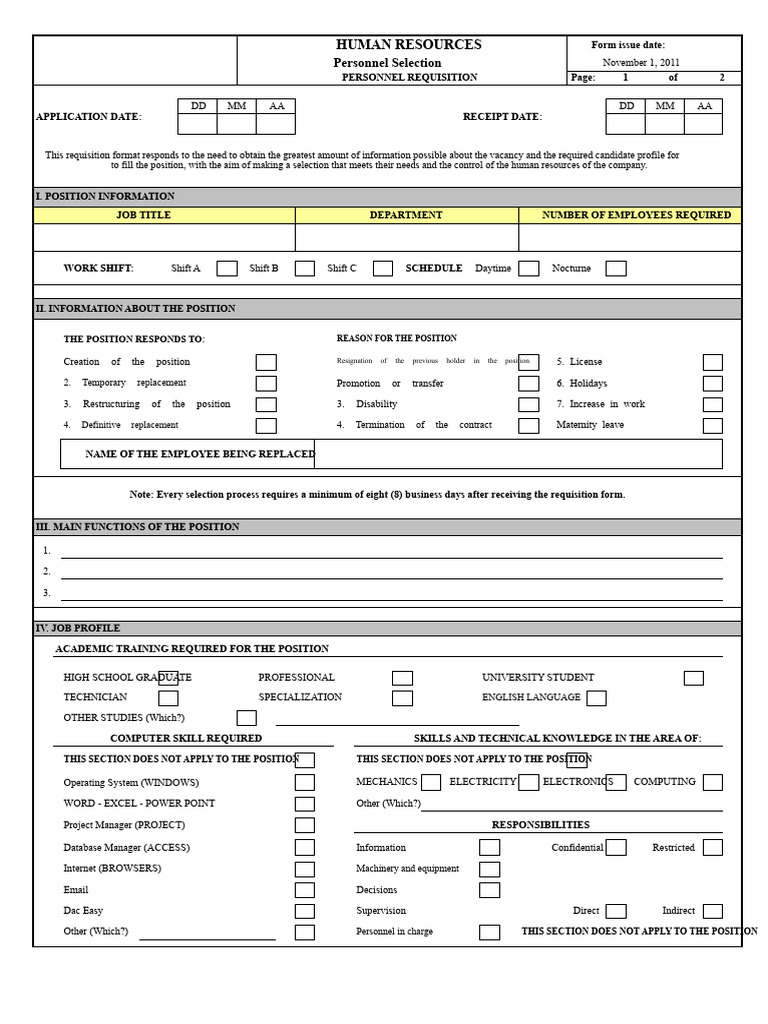 Personnel Requisition | PDF | Human Resources