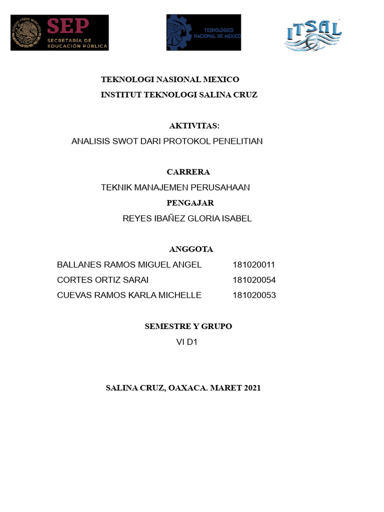 Matris Swot Protokol Penelitian | PDF