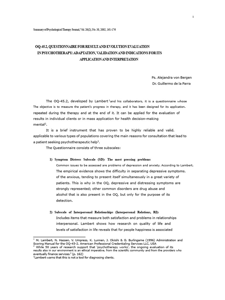 Application Standards OQ-45-2-1 PDF | PDF | Psychotherapy | Anxiety