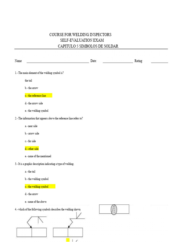 Welding Symbols Self-Evaluation Exam | PDF | Welding | Construction