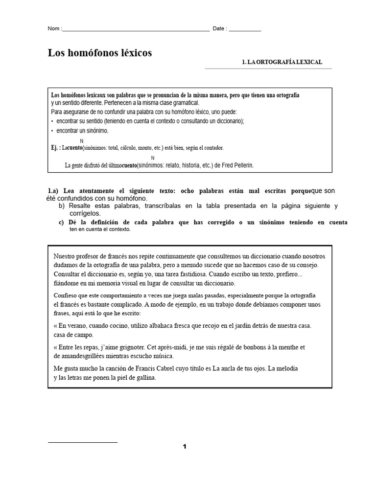 Homófonos léxicos y ortografía correcta | PDF | Diccionario | Lingüística