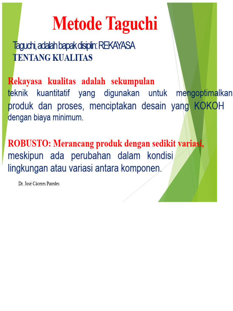 BIAYA KUALITAS, METODE TAGUCHI.ppt | PDF
