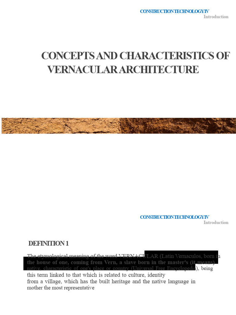 Concepts and Characteristics of Vernacular Architecture | PDF