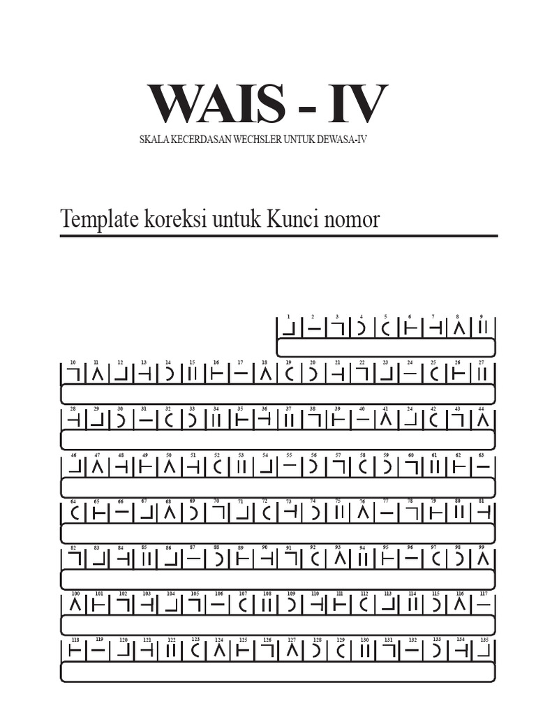 WAIS IV. Koreksi Template Kunci | PDF