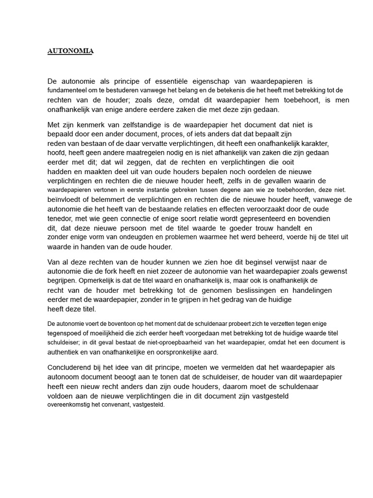 Autonomie en Legitimatie Van de Waardepapieren | PDF